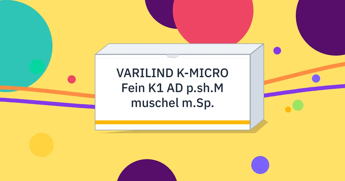 Symbolbild: Packung mit der Aufschrift VARILIND K-MICRO Fein K1 AD p.sh.M muschel m.Sp. (PZN 20558193) – Verfügbarkeit und Bezug in Apotheken in Frankfurt am Main