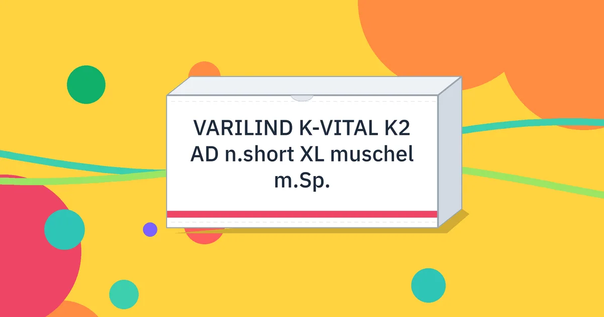 Symbolbild: Packung mit der Aufschrift VARILIND K-VITAL K2 AD n.short XL muschel m.Sp. (PZN 20568547) – Verfügbarkeit und Bezug in Apotheken in Frankfurt am Main