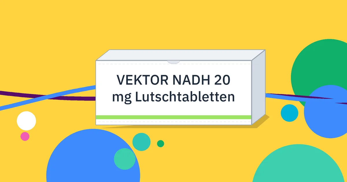 Symbolbild: Packung mit der Aufschrift VEKTOR NADH 20 mg Lutschtabletten (PZN 07418636) – Verfügbarkeit und Bezug in Apotheken in Frankfurt am Main