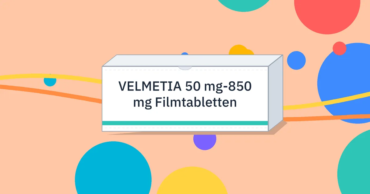 Symbolbild: Packung mit der Aufschrift VELMETIA 50 mg-850 mg Filmtabletten (PZN 00089891) – Verfügbarkeit und Bezug in Apotheken in Frankfurt am Main