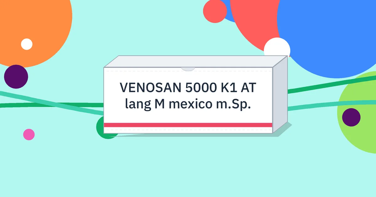 Symbolbild: Packung mit der Aufschrift VENOSAN 5000 K1 AT lang M mexico m.Sp. (PZN 14429563) – Verfügbarkeit und Bezug in Apotheken in Frankfurt am Main
