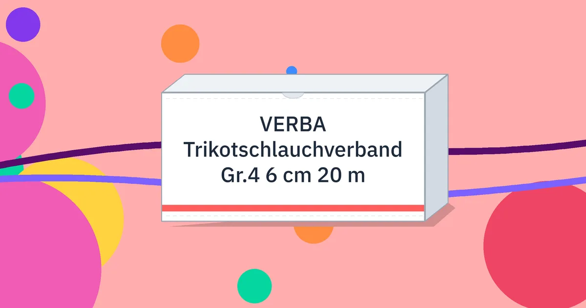 Symbolbild: Packung mit der Aufschrift VERBA Trikotschlauchverband Gr.4 6 cm 20 m (PZN 07623359) – Verfügbarkeit und Bezug in Apotheken in Frankfurt am Main