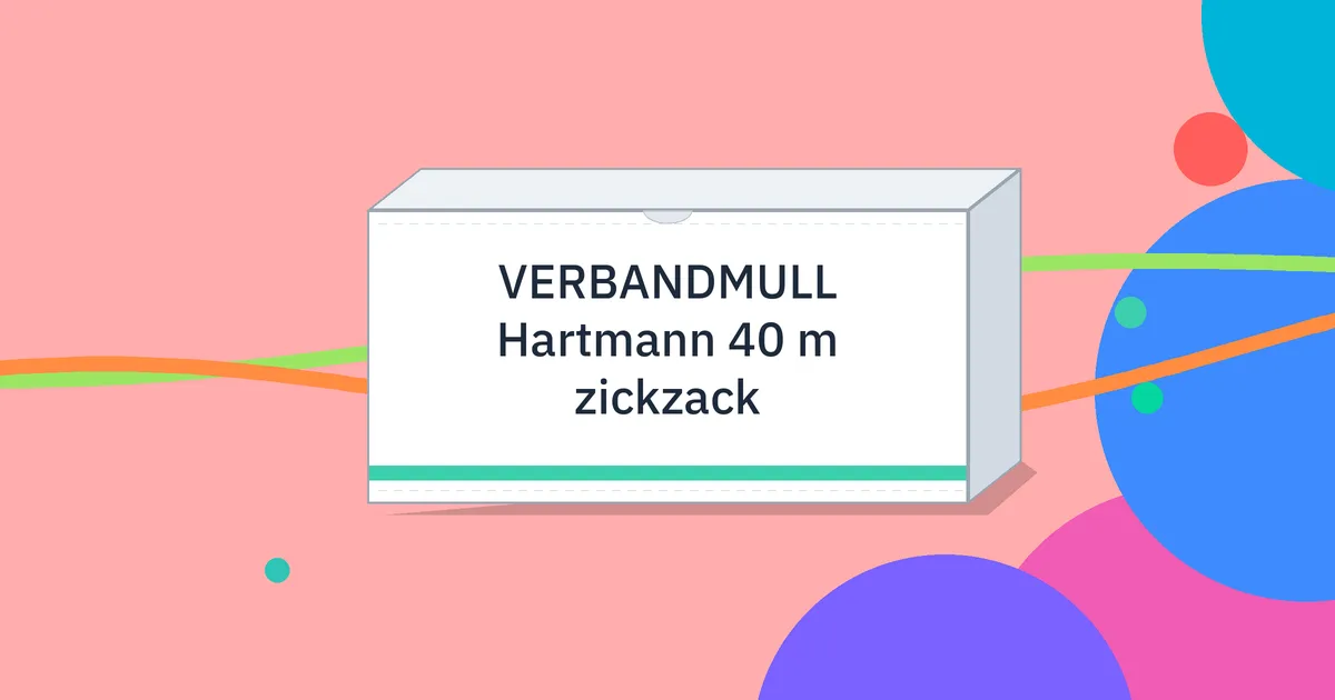 Symbolbild: Packung mit der Aufschrift VERBANDMULL Hartmann 40 m zickzack (PZN 01902302) – Verfügbarkeit und Bezug in Apotheken in Frankfurt am Main