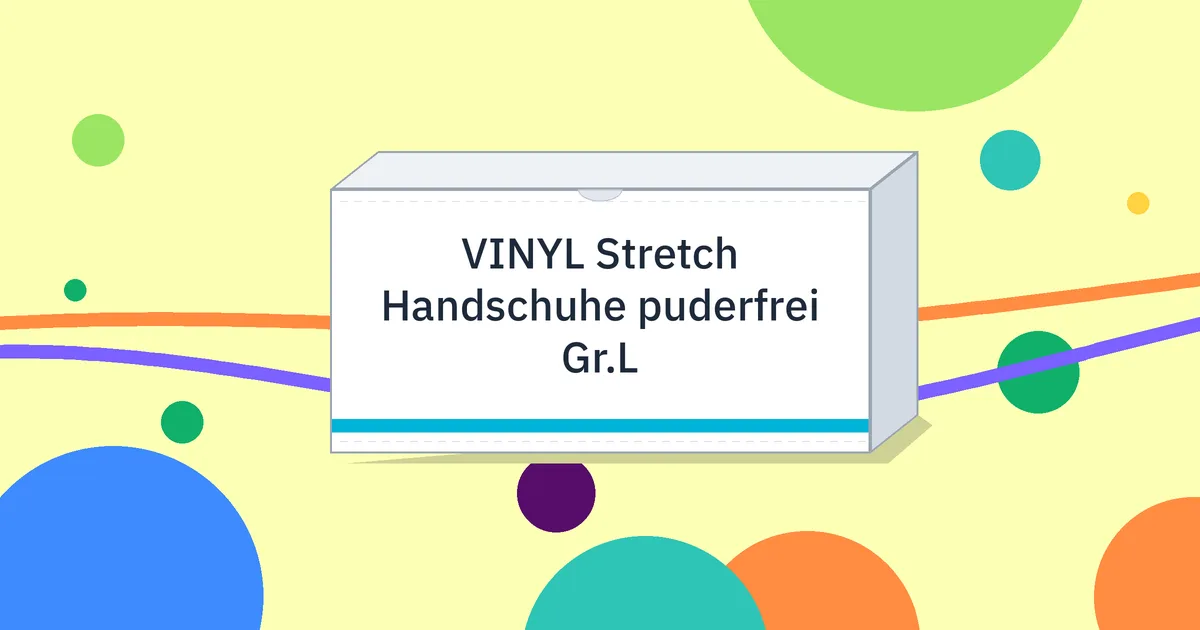 Symbolbild: Packung mit der Aufschrift VINYL Stretch Handschuhe puderfrei Gr.L (PZN 09544687) – Verfügbarkeit und Bezug in Apotheken in Frankfurt am Main