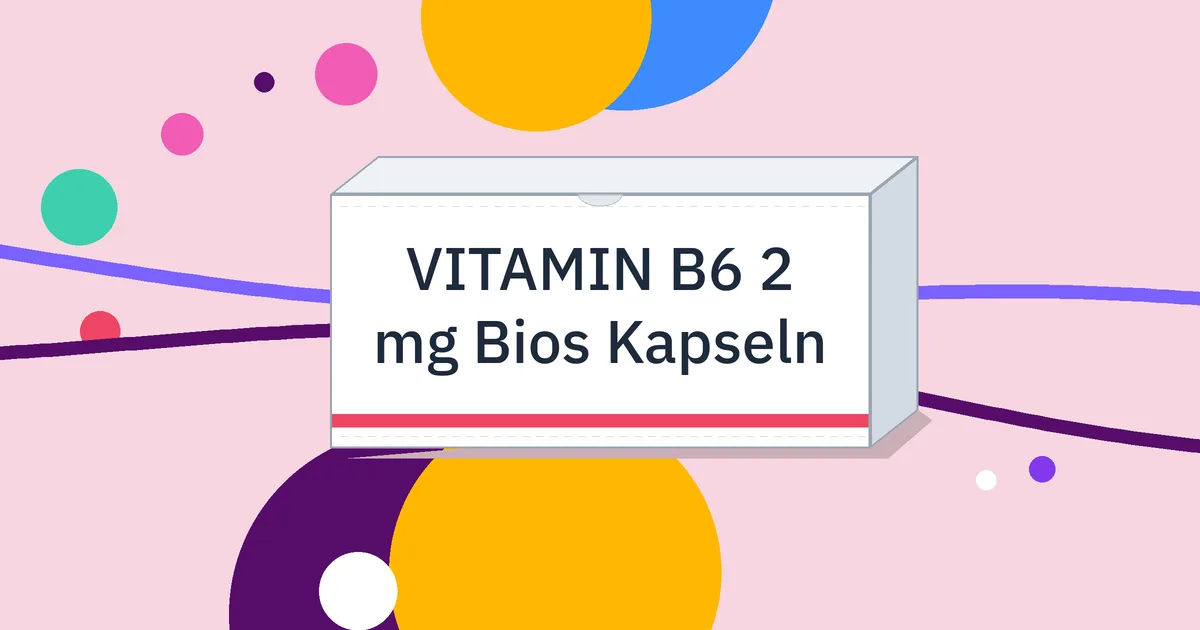 Symbolbild: Packung mit der Aufschrift VITAMIN B6 2 mg Bios Kapseln (PZN 06054787) – Verfügbarkeit und Bezug in Apotheken in Frankfurt am Main