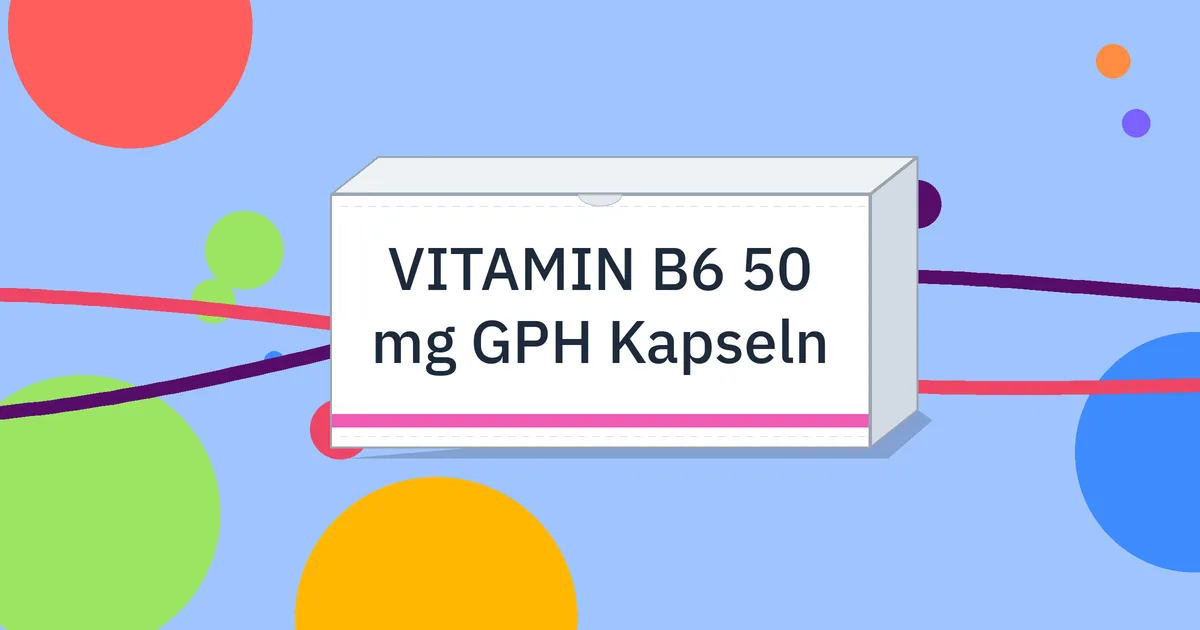 Symbolbild: Packung mit der Aufschrift VITAMIN B6 50 mg GPH Kapseln (PZN 14364786) – Verfügbarkeit und Bezug in Apotheken in Frankfurt am Main
