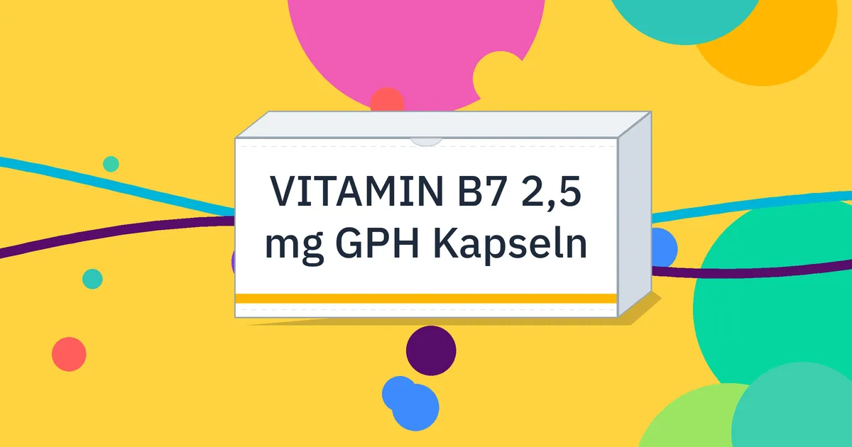 Symbolbild: Packung mit der Aufschrift VITAMIN B7 2,5 mg GPH Kapseln (PZN 09786806) – Verfügbarkeit und Bezug in Apotheken in Frankfurt am Main