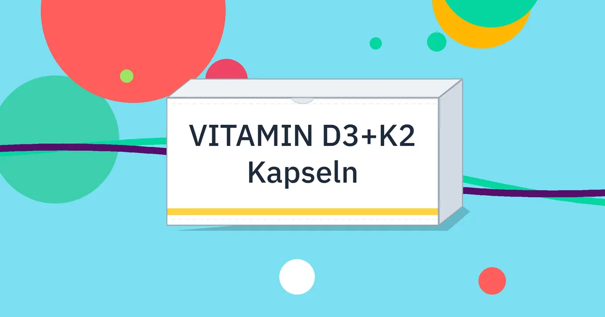 Symbolbild: Packung mit der Aufschrift VITAMIN D3+K2 Kapseln (PZN 16581803) – Verfügbarkeit und Bezug in Apotheken in Frankfurt am Main