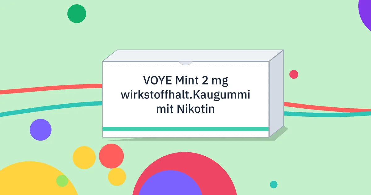 Symbolbild: Packung mit der Aufschrift VOYE Mint 2 mg wirkstoffhalt.Kaugummi mit Nikotin (PZN 19114806) – Verfügbarkeit und Bezug in Apotheken in Frankfurt am Main