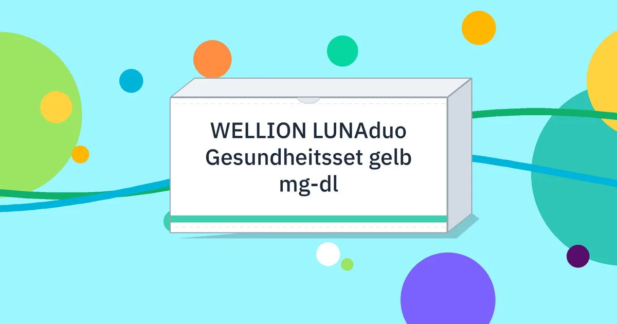 Symbolbild: Packung mit der Aufschrift WELLION LUNAduo Gesundheitsset gelb mg-dl (PZN 13350463) – Verfügbarkeit und Bezug in Apotheken in Frankfurt am Main