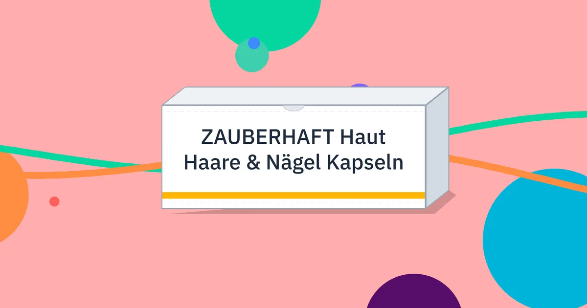 Symbolbild: Packung mit der Aufschrift ZAUBERHAFT Haut Haare & Nägel Kapseln (PZN 17375626) – Verfügbarkeit und Bezug in Apotheken in Frankfurt am Main