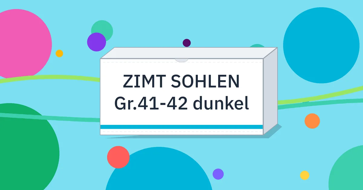 Symbolbild: Packung mit der Aufschrift ZIMT SOHLEN Gr.41-42 dunkel (PZN 01436567) – Verfügbarkeit und Bezug in Apotheken in Frankfurt am Main