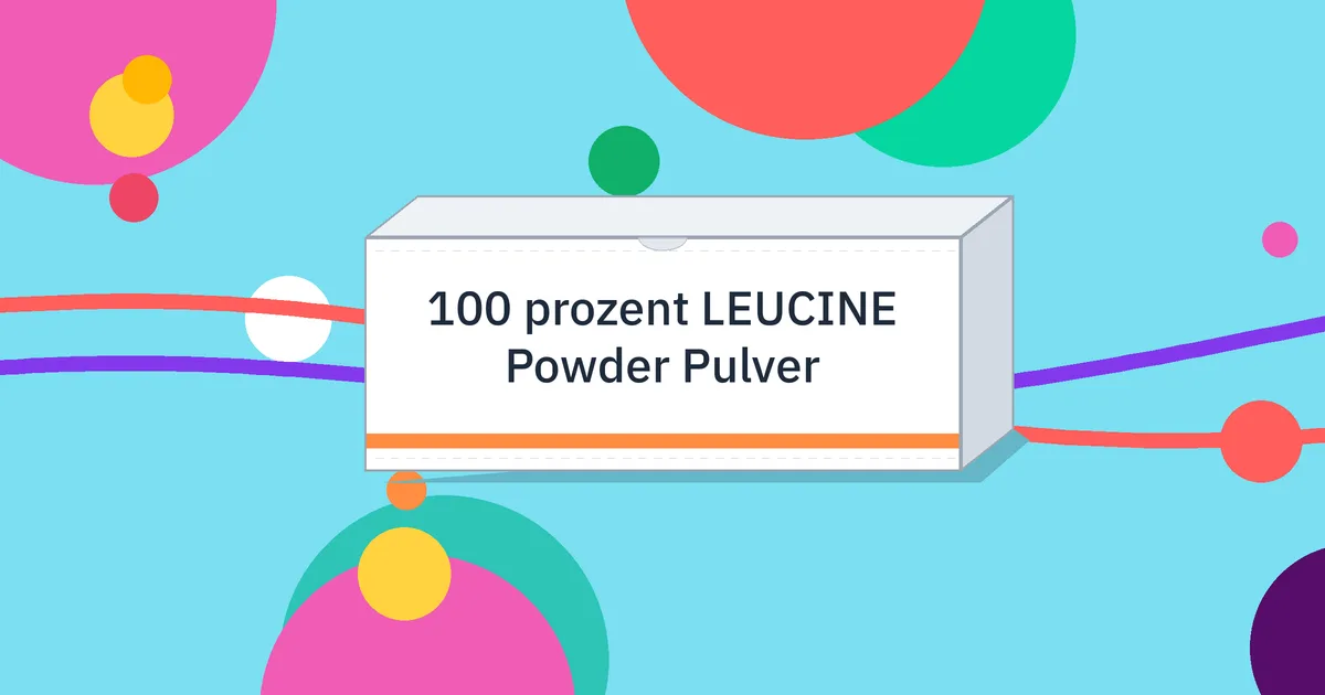 Symbolbild: Packung mit der Aufschrift 100 prozent LEUCINE Powder Pulver (PZN 11279442) – Verfügbarkeit und Bezug in Apotheken in Frankfurt am Main