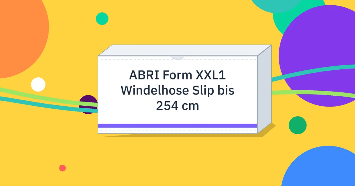 Symbolbild: Packung mit der Aufschrift ABRI Form XXL1 Windelhose Slip bis 254 cm (PZN 11323752) – Verfügbarkeit und Bezug in Apotheken in Frankfurt am Main