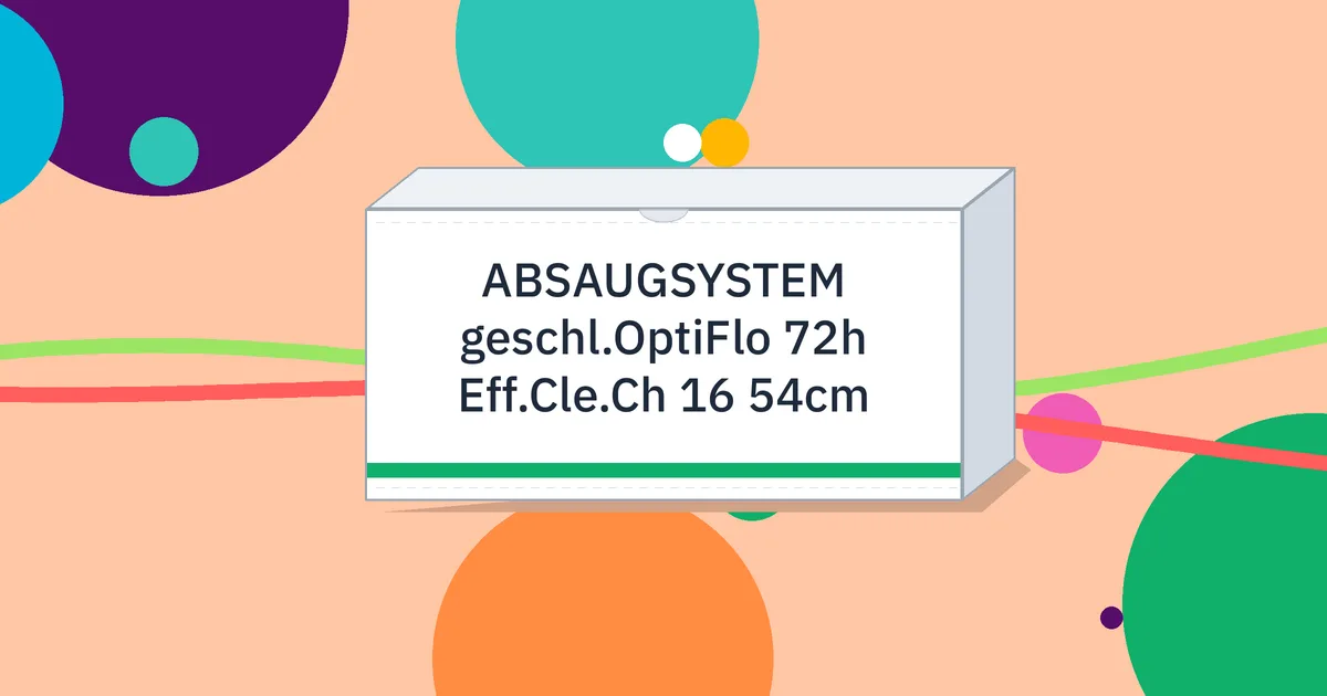 Symbolbild: Packung mit der Aufschrift ABSAUGSYSTEM geschl.OptiFlo 72h Eff.Cle.Ch 16 54cm (PZN 19530605) – Verfügbarkeit und Bezug in Apotheken in Frankfurt am Main