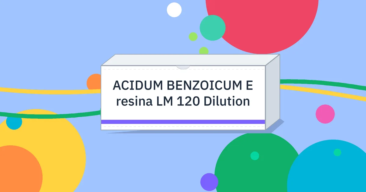 Symbolbild: Packung mit der Aufschrift ACIDUM BENZOICUM E resina LM 120 Dilution (PZN 16241935) – Verfügbarkeit und Bezug in Apotheken in Frankfurt am Main