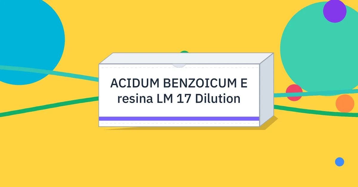 Symbolbild: Packung mit der Aufschrift ACIDUM BENZOICUM E resina LM 17 Dilution (PZN 16241674) – Verfügbarkeit und Bezug in Apotheken in Frankfurt am Main
