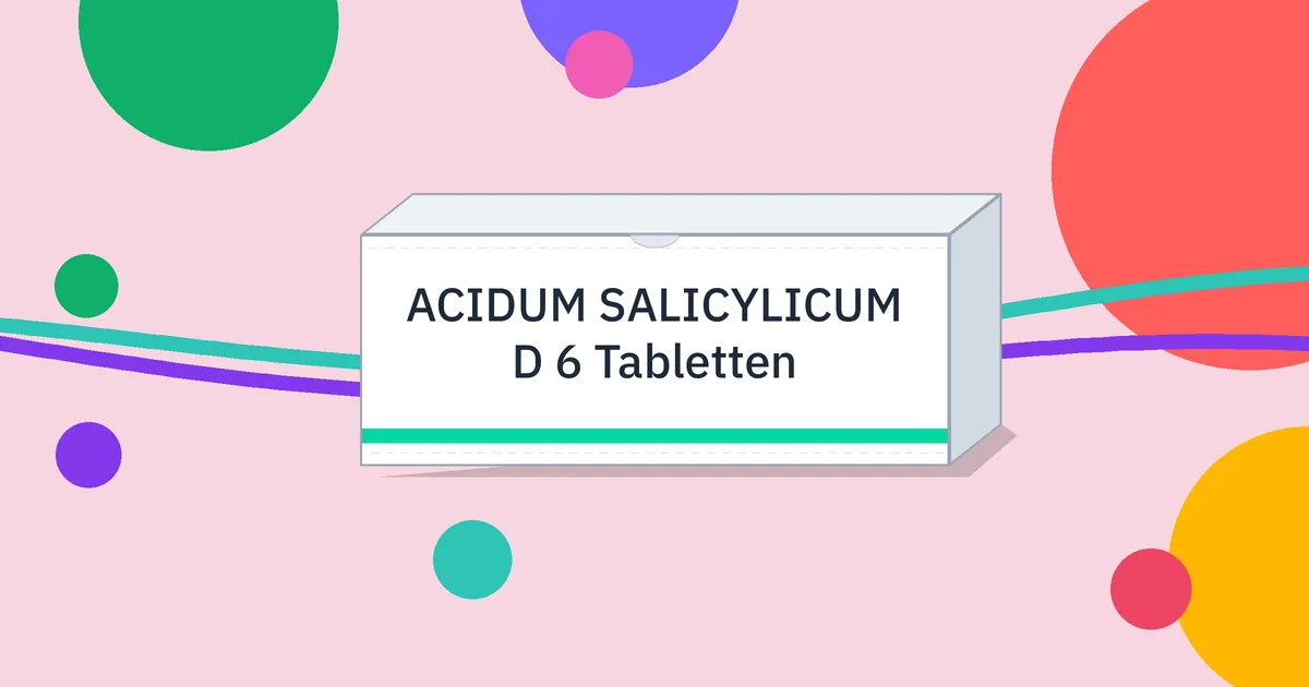 Symbolbild: Packung mit der Aufschrift ACIDUM SALICYLICUM D 6 Tabletten (PZN 07157259) – Verfügbarkeit und Bezug in Apotheken in Frankfurt am Main