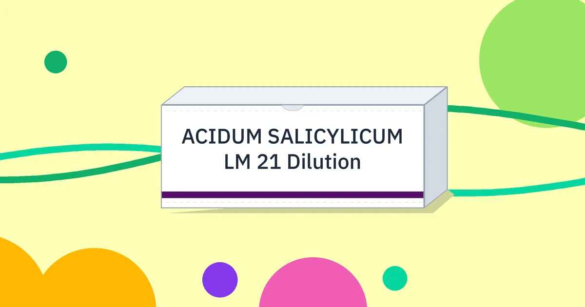 Symbolbild: Packung mit der Aufschrift ACIDUM SALICYLICUM LM 21 Dilution (PZN 13282193) – Verfügbarkeit und Bezug in Apotheken in Frankfurt am Main