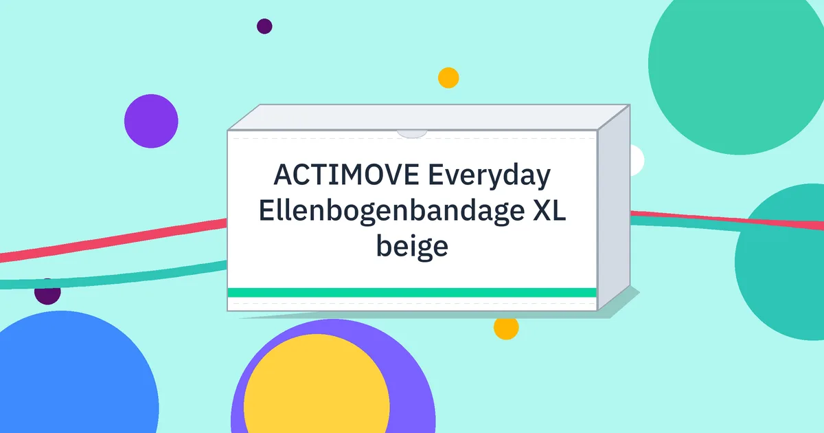 Symbolbild: Packung mit der Aufschrift ACTIMOVE Everyday Ellenbogenbandage XL beige (PZN 18328534) – Verfügbarkeit und Bezug in Apotheken in Frankfurt am Main