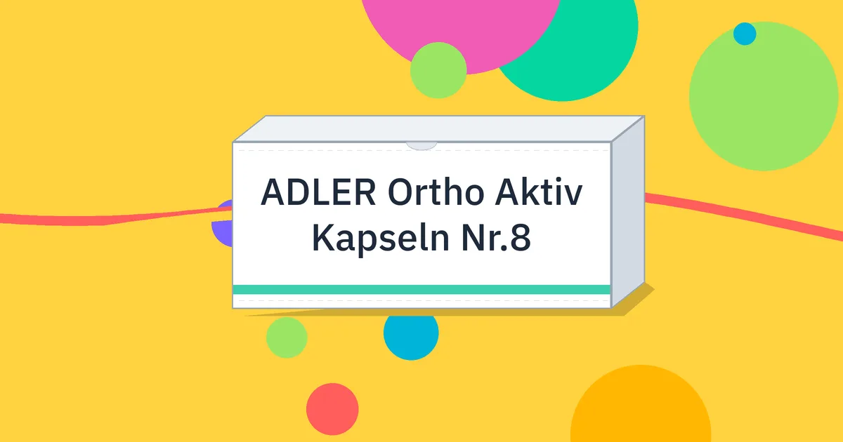 Symbolbild: Packung mit der Aufschrift ADLER Ortho Aktiv Kapseln Nr.8 (PZN 06121733) – Verfügbarkeit und Bezug in Apotheken in Frankfurt am Main