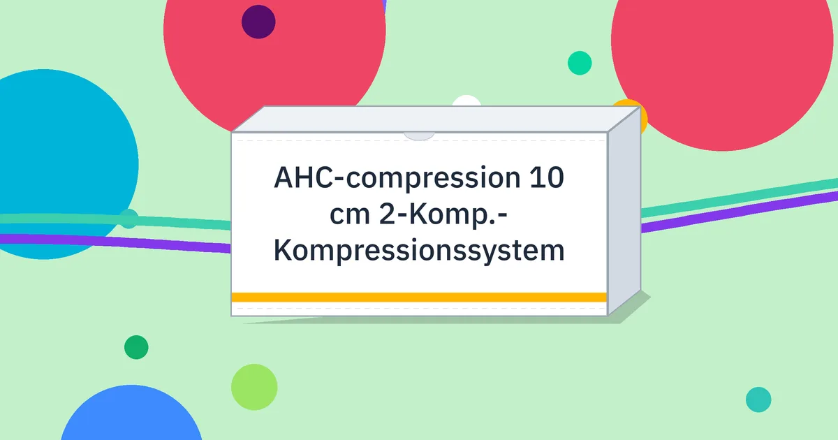Symbolbild: Packung mit der Aufschrift AHC-compression 10 cm 2-Komp.-Kompressionssystem (PZN 15306756) – Verfügbarkeit und Bezug in Apotheken in Frankfurt am Main