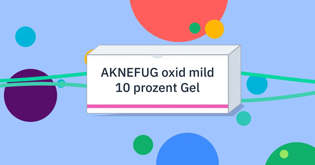 Symbolbild: Packung mit der Aufschrift AKNEFUG oxid mild 10 prozent Gel (PZN 04927768) – Verfügbarkeit und Bezug in Apotheken in Frankfurt am Main