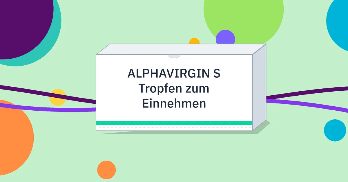 Symbolbild: Packung mit der Aufschrift ALPHAVIRGIN S Tropfen zum Einnehmen (PZN 04073935) – Verfügbarkeit und Bezug in Apotheken in Frankfurt am Main