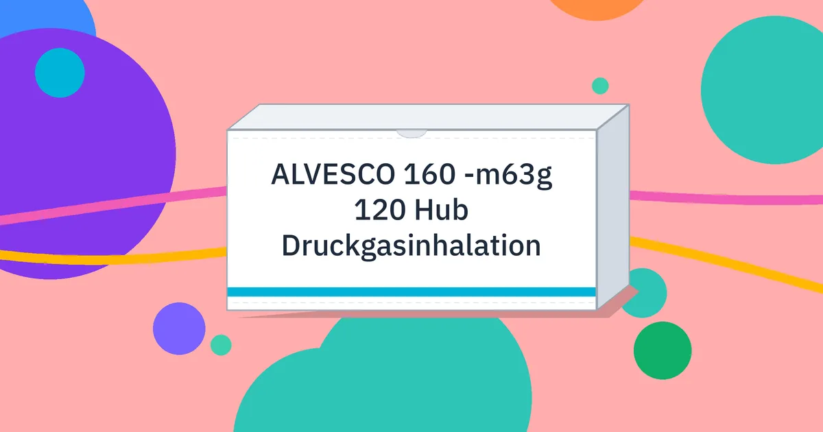 Symbolbild: Packung mit der Aufschrift ALVESCO 160 -m63g 120 Hub Druckgasinhalation (PZN 09202308) – Verfügbarkeit und Bezug in Apotheken in Frankfurt am Main