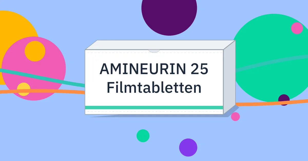 Symbolbild: Packung mit der Aufschrift AMINEURIN 25 Filmtabletten (PZN 03634343) – Verfügbarkeit und Bezug in Apotheken in Frankfurt am Main