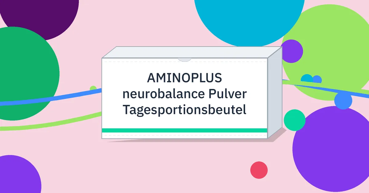 Symbolbild: Packung mit der Aufschrift AMINOPLUS neurobalance Pulver Tagesportionsbeutel (PZN 19731491) – Verfügbarkeit und Bezug in Apotheken in Frankfurt am Main