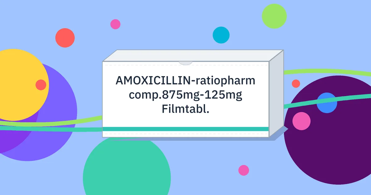 Symbolbild: Packung mit der Aufschrift AMOXICILLIN-ratiopharm comp.875mg-125mg Filmtabl. (PZN 01827109) – Verfügbarkeit und Bezug in Apotheken in Frankfurt am Main