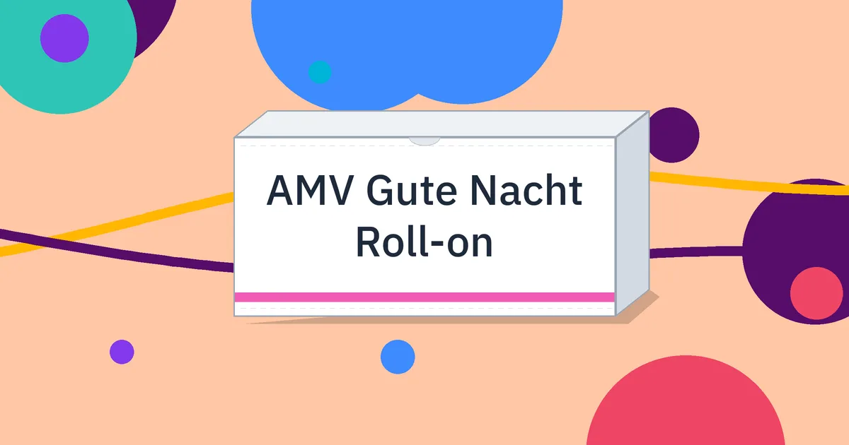 Symbolbild: Packung mit der Aufschrift AMV Gute Nacht Roll-on (PZN 04436303) – Verfügbarkeit und Bezug in Apotheken in Frankfurt am Main