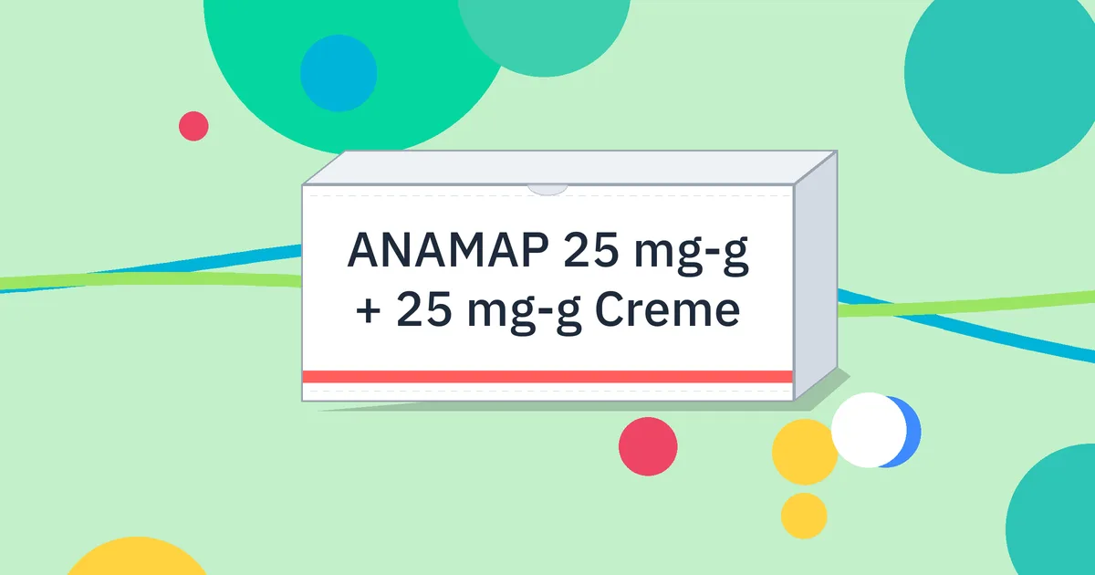 Symbolbild: Packung mit der Aufschrift ANAMAP 25 mg-g + 25 mg-g Creme (PZN 19891846) – Verfügbarkeit und Bezug in Apotheken in Frankfurt am Main
