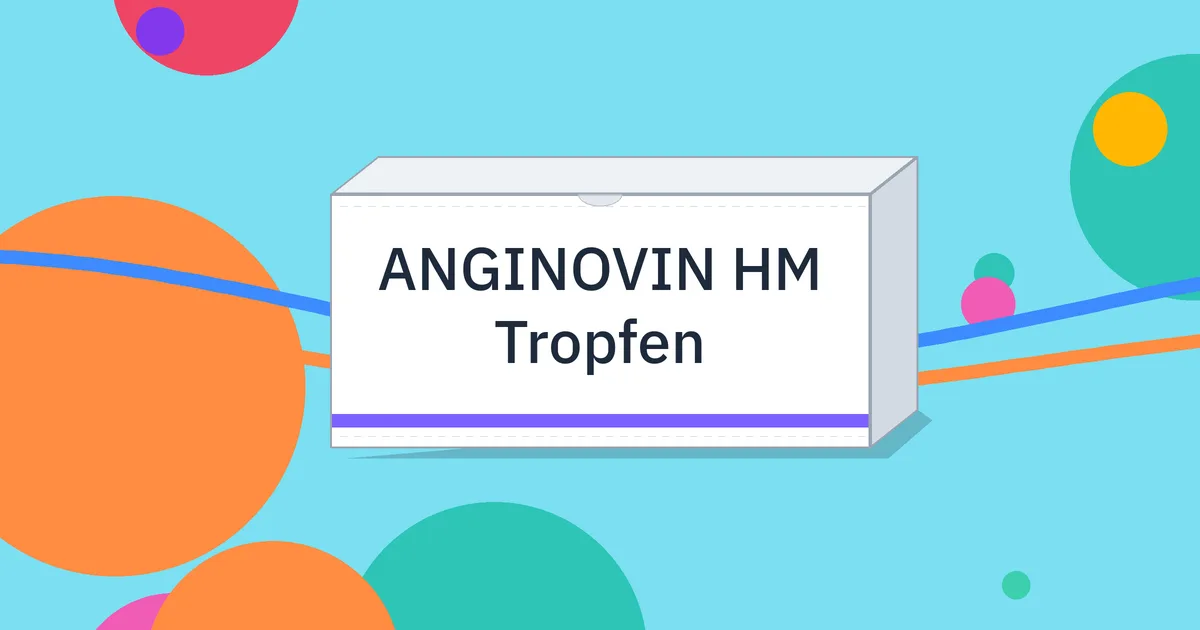 Symbolbild: Packung mit der Aufschrift ANGINOVIN HM Tropfen (PZN 01033220) – Verfügbarkeit und Bezug in Apotheken in Frankfurt am Main