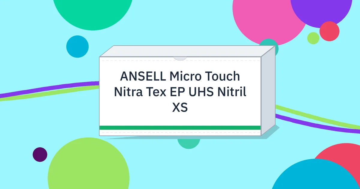 Symbolbild: Packung mit der Aufschrift ANSELL Micro Touch Nitra Tex EP UHS Nitril XS (PZN 07650304) – Verfügbarkeit und Bezug in Apotheken in Frankfurt am Main