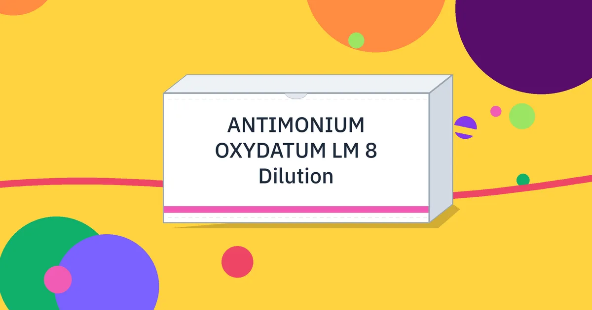 Symbolbild: Packung mit der Aufschrift ANTIMONIUM OXYDATUM LM 8 Dilution (PZN 13374239) – Verfügbarkeit und Bezug in Apotheken in Frankfurt am Main
