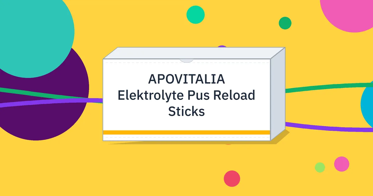 Symbolbild: Packung mit der Aufschrift APOVITALIA Elektrolyte Pus Reload Sticks (PZN 18760533) – Verfügbarkeit und Bezug in Apotheken in Frankfurt am Main