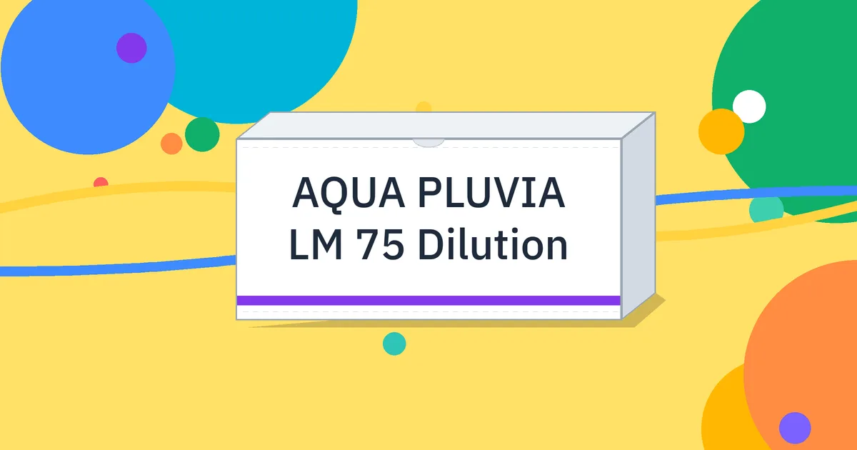Symbolbild: Packung mit der Aufschrift AQUA PLUVIA LM 75 Dilution (PZN 12766227) – Verfügbarkeit und Bezug in Apotheken in Frankfurt am Main