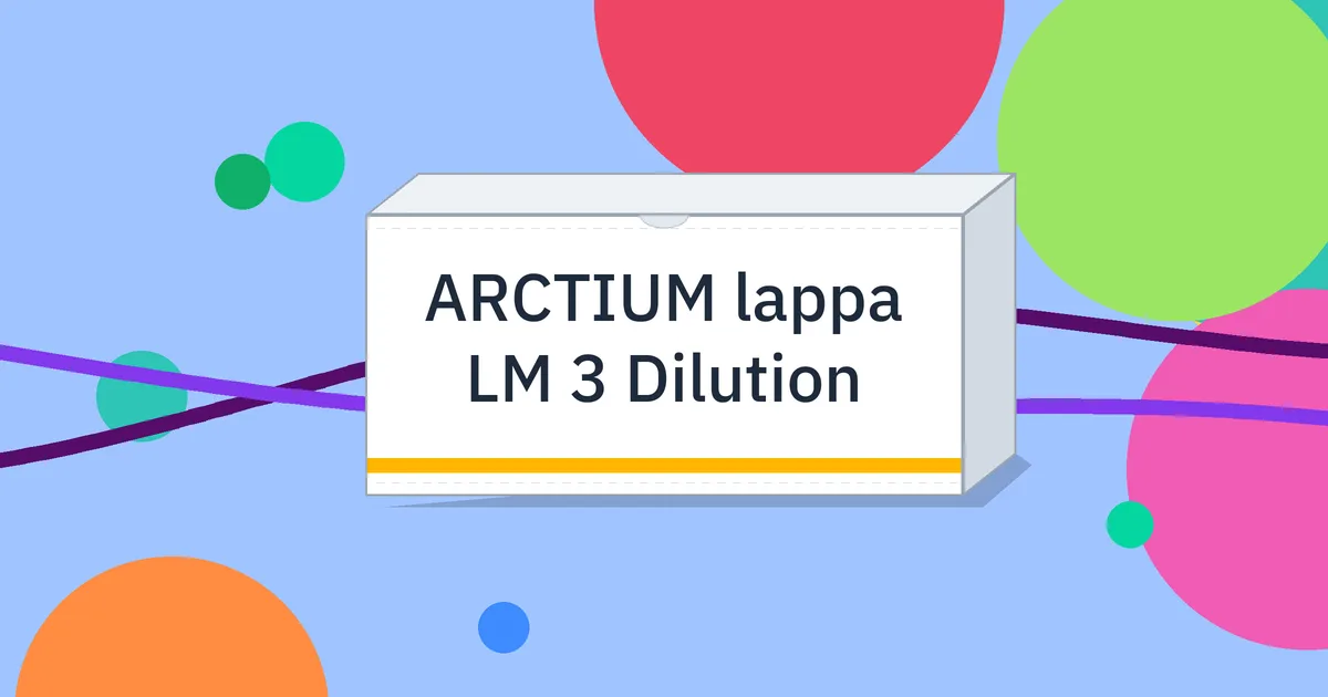 Symbolbild: Packung mit der Aufschrift ARCTIUM lappa LM 3 Dilution (PZN 13387302) – Verfügbarkeit und Bezug in Apotheken in Frankfurt am Main