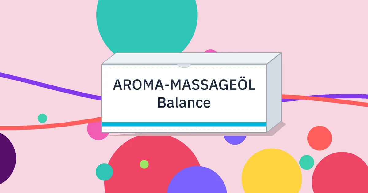 Symbolbild: Packung mit der Aufschrift AROMA-MASSAGEÖL Balance (PZN 07240701) – Verfügbarkeit und Bezug in Apotheken in Frankfurt am Main