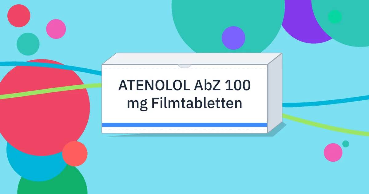 Symbolbild: Packung mit der Aufschrift ATENOLOL AbZ 100 mg Filmtabletten (PZN 01014754) – Verfügbarkeit und Bezug in Apotheken in Frankfurt am Main