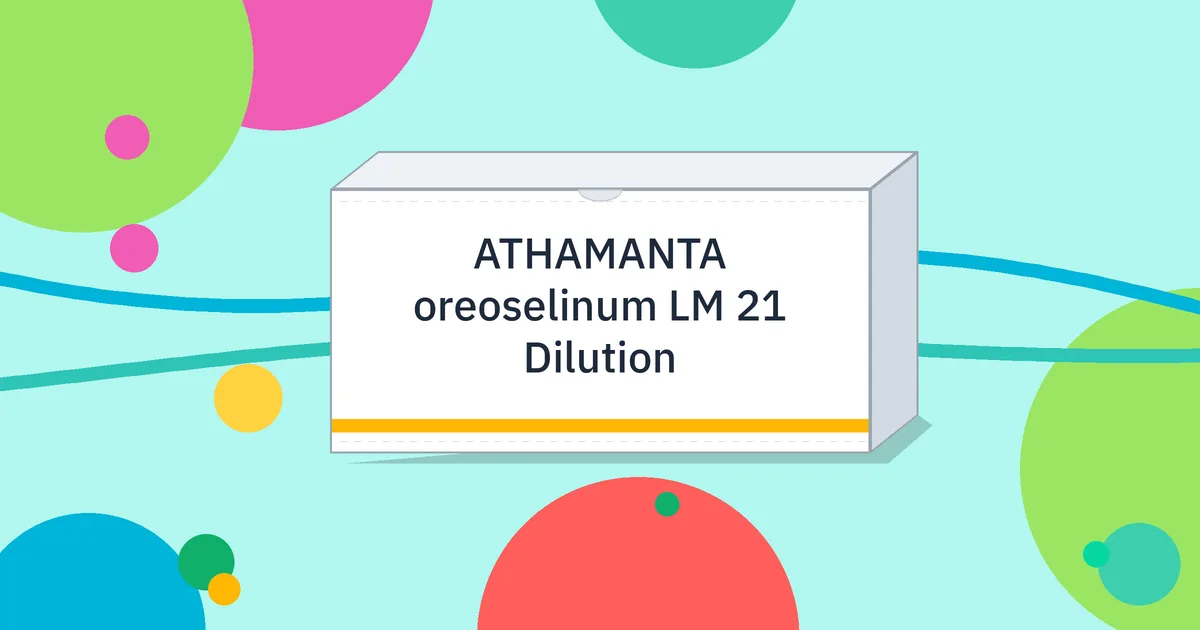 Symbolbild: Packung mit der Aufschrift ATHAMANTA oreoselinum LM 21 Dilution (PZN 13406100) – Verfügbarkeit und Bezug in Apotheken in Frankfurt am Main
