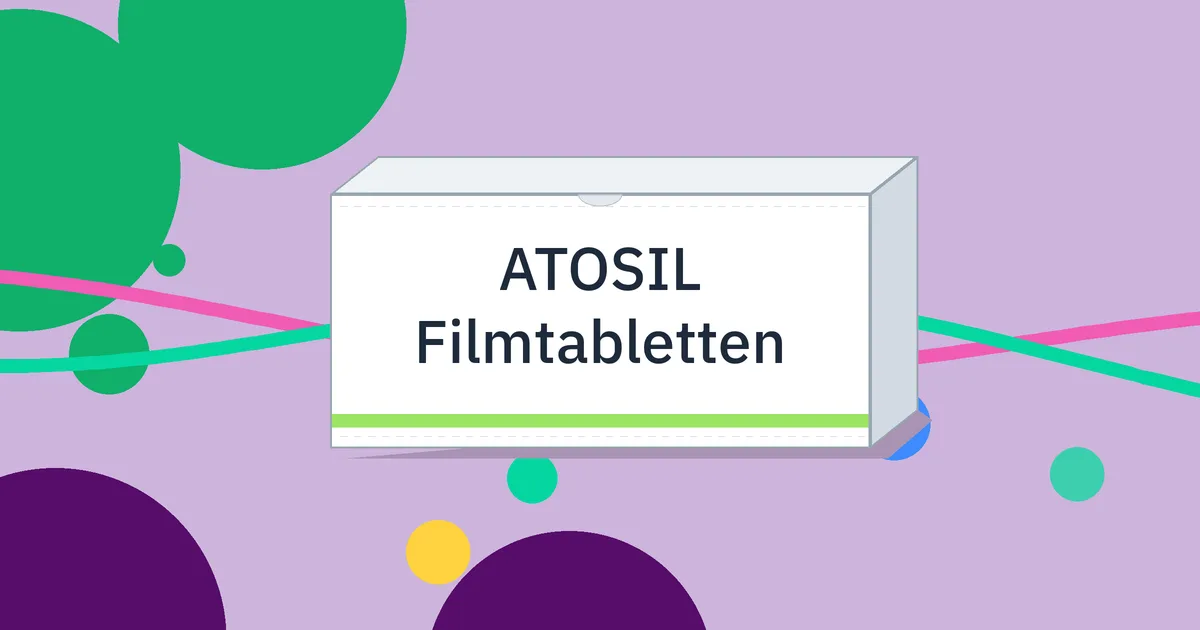 Symbolbild: Packung mit der Aufschrift ATOSIL Filmtabletten (PZN 04885343) – Verfügbarkeit und Bezug in Apotheken in Frankfurt am Main