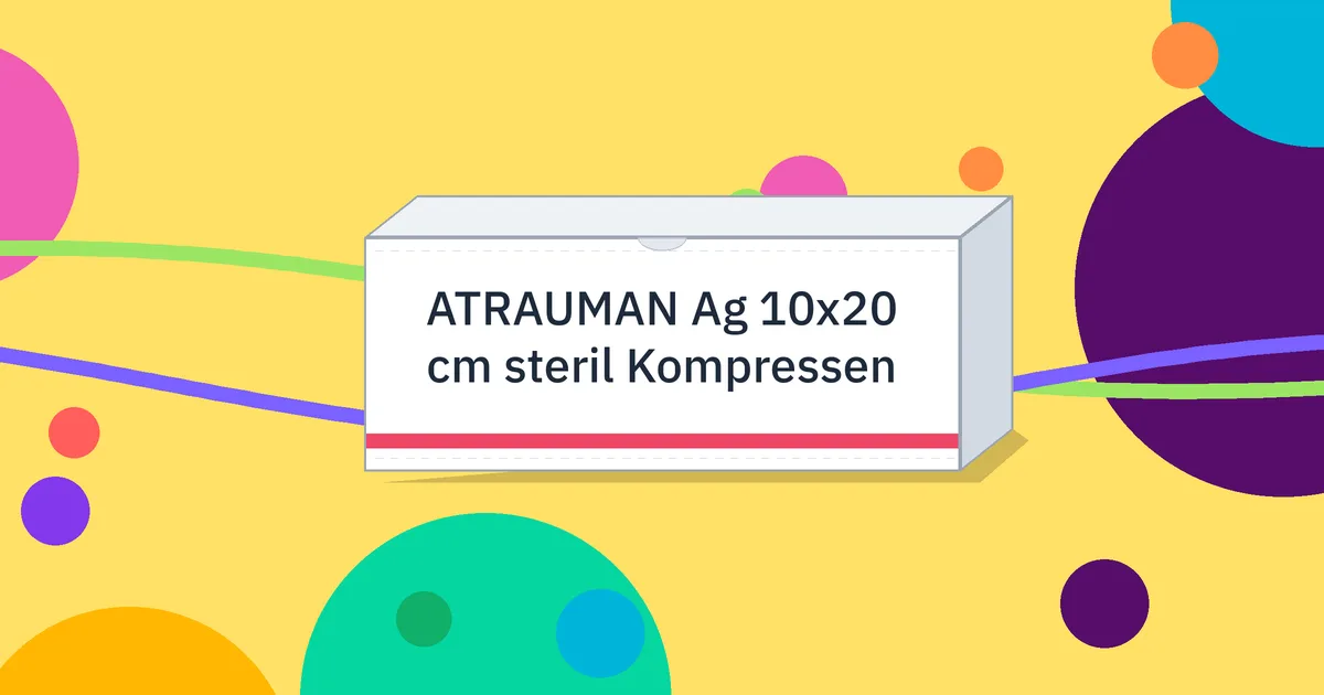 Symbolbild: Packung mit der Aufschrift ATRAUMAN Ag 10x20 cm steril Kompressen (PZN 09083430) – Verfügbarkeit und Bezug in Apotheken in Frankfurt am Main