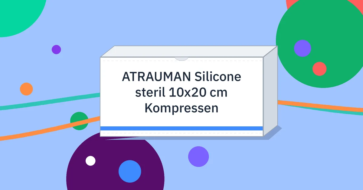 Symbolbild: Packung mit der Aufschrift ATRAUMAN Silicone steril 10x20 cm Kompressen (PZN 19295860) – Verfügbarkeit und Bezug in Apotheken in Frankfurt am Main