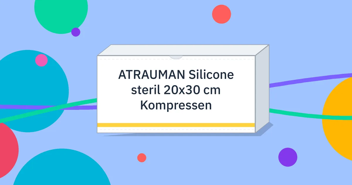 Symbolbild: Packung mit der Aufschrift ATRAUMAN Silicone steril 20x30 cm Kompressen (PZN 18375829) – Verfügbarkeit und Bezug in Apotheken in Frankfurt am Main