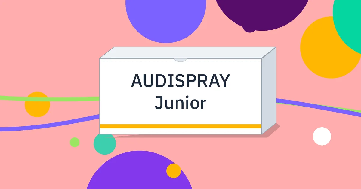 Symbolbild: Packung mit der Aufschrift AUDISPRAY Junior (PZN 03270869) – Verfügbarkeit und Bezug in Apotheken in Frankfurt am Main
