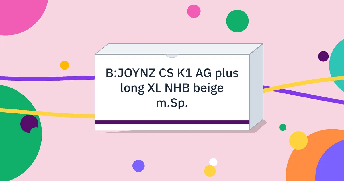 Symbolbild: Packung mit der Aufschrift B:JOYNZ CS K1 AG plus long XL NHB beige m.Sp. (PZN 20530970) – Verfügbarkeit und Bezug in Apotheken in Frankfurt am Main