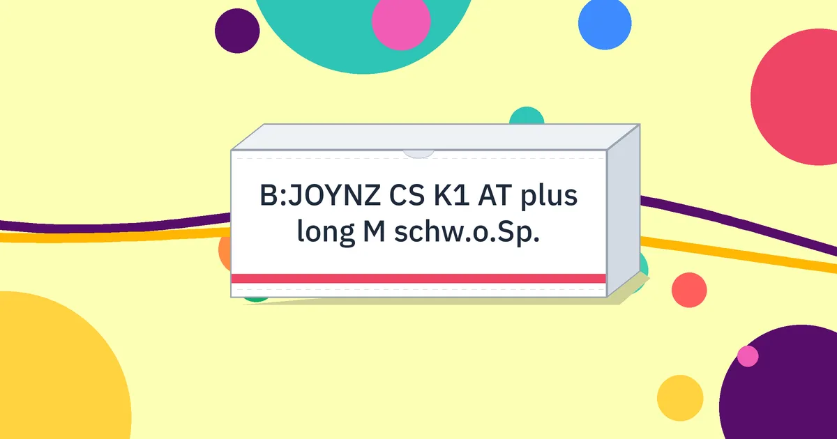 Symbolbild: Packung mit der Aufschrift B:JOYNZ CS K1 AT plus long M schw.o.Sp. (PZN 20537469) – Verfügbarkeit und Bezug in Apotheken in Frankfurt am Main